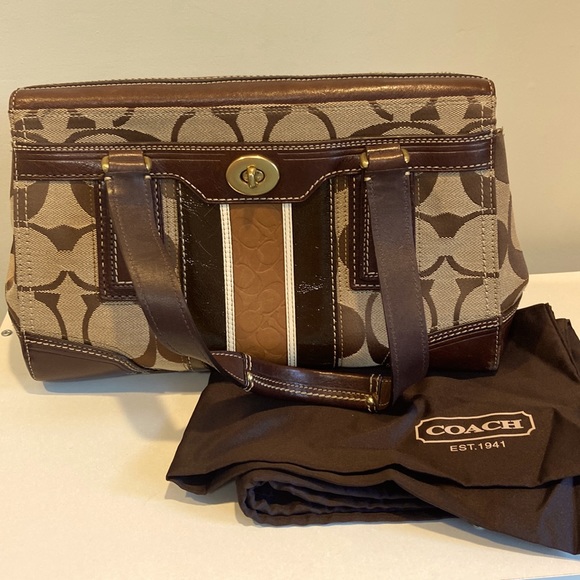 Coach | Bags | Coach Shoulder Bag Signature Canvas And Leather | Poshmark